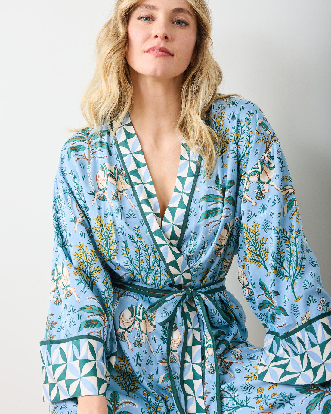 Camel's Courtyard - Eco Satin Robe - Slate Blue – Printfresh