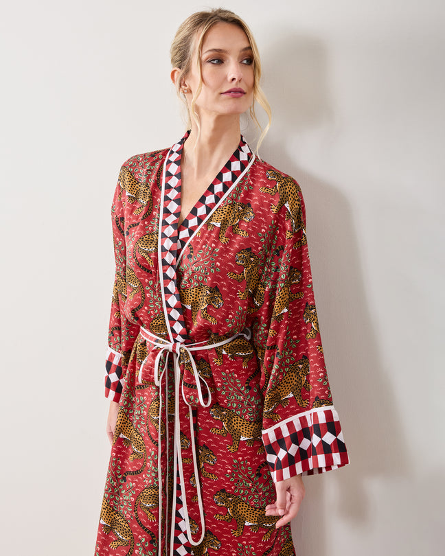 Bagheera - Eco Satin Robe - Scarlet – Printfresh