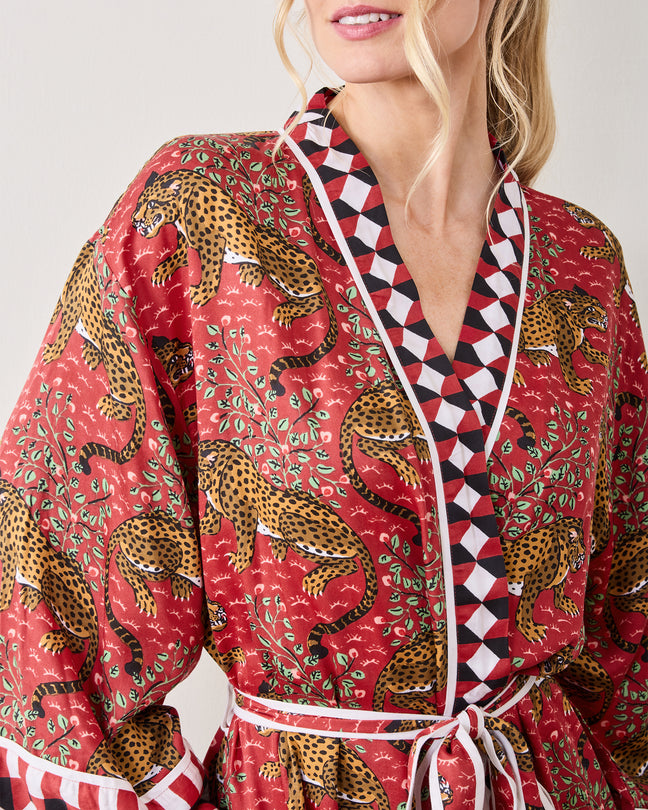 Bagheera - Eco Satin Robe - Scarlet – Printfresh