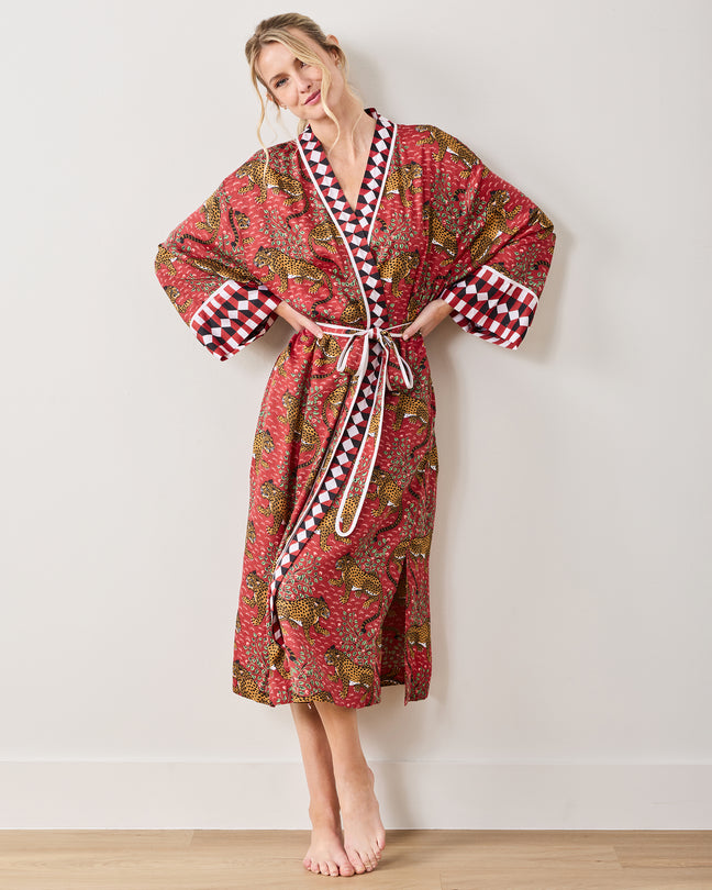 Bagheera - Eco Satin Robe - Scarlet – Printfresh