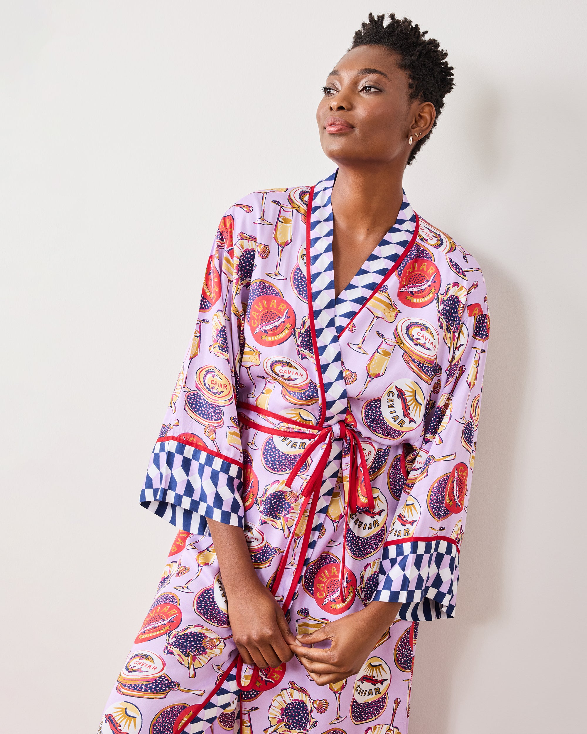Champagne & Caviar - Eco Satin Robe - Lavender Spritz – Printfresh