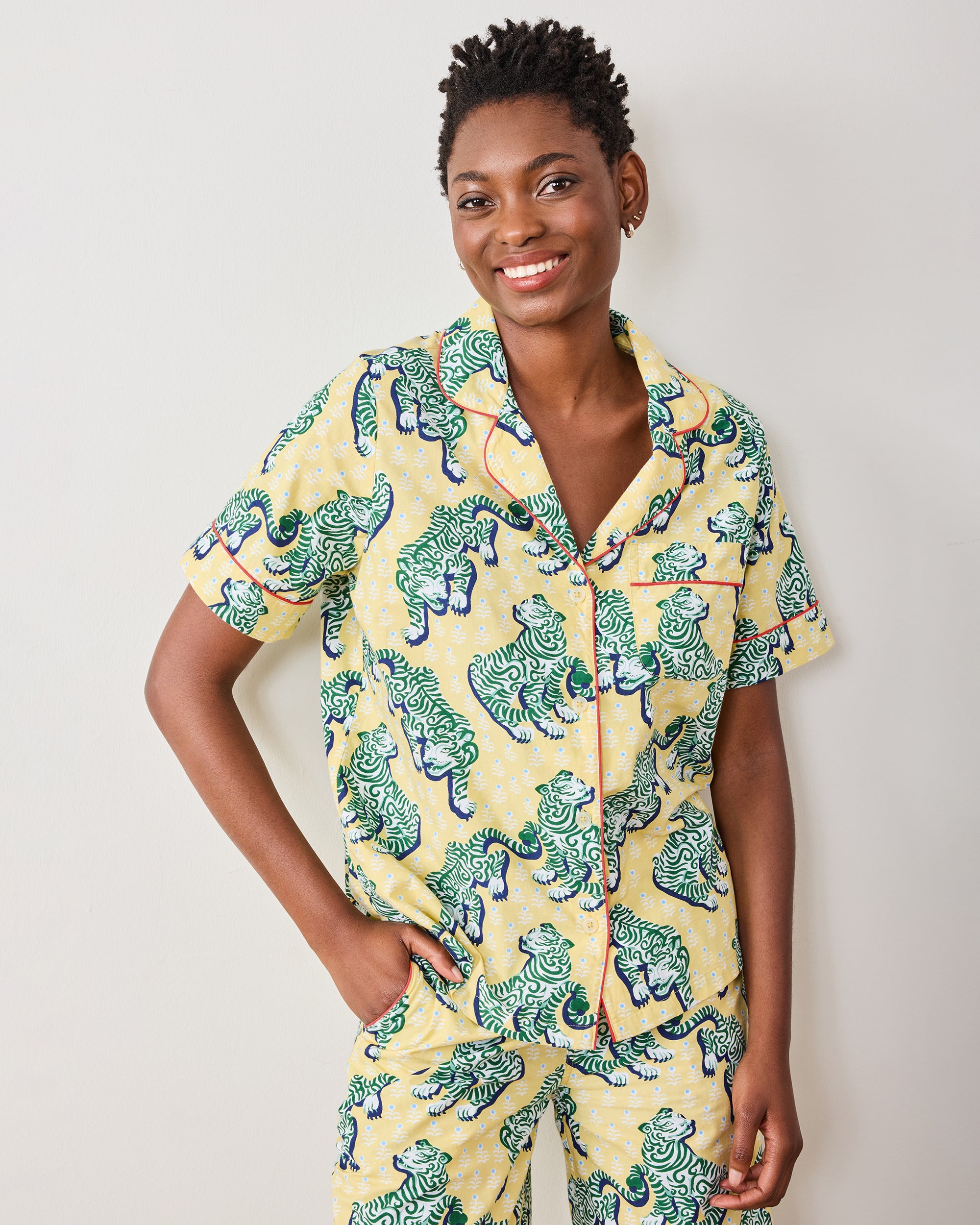 Tiger Queen - Short Sleeve Top & Cropped Pants Set - Citrine – Printfresh