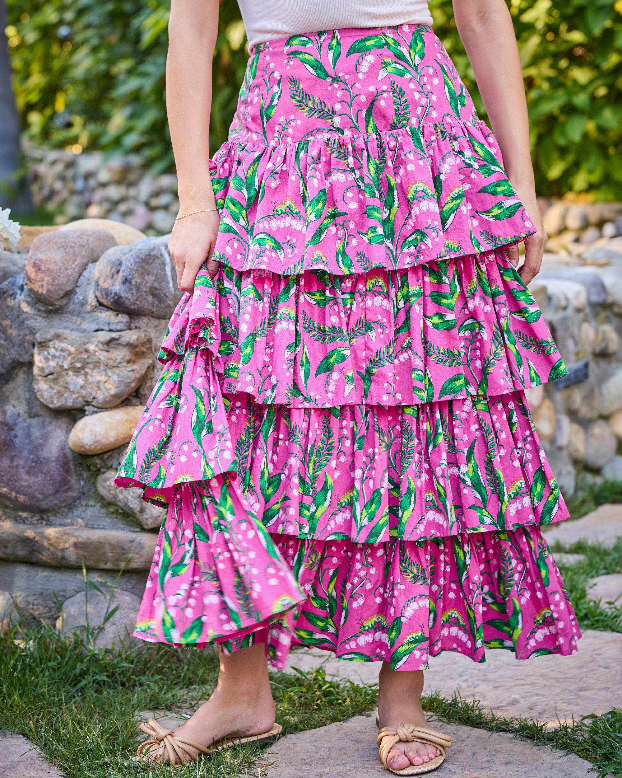 Lily Of the Valley - Terrace Skirt - Pink – Printfresh