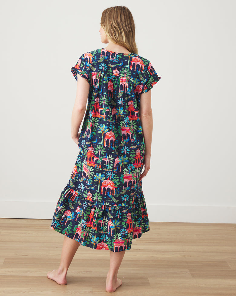 Peacock Palace - Women's Organic Cotton Daylight Nightgown - Deep Navy ...