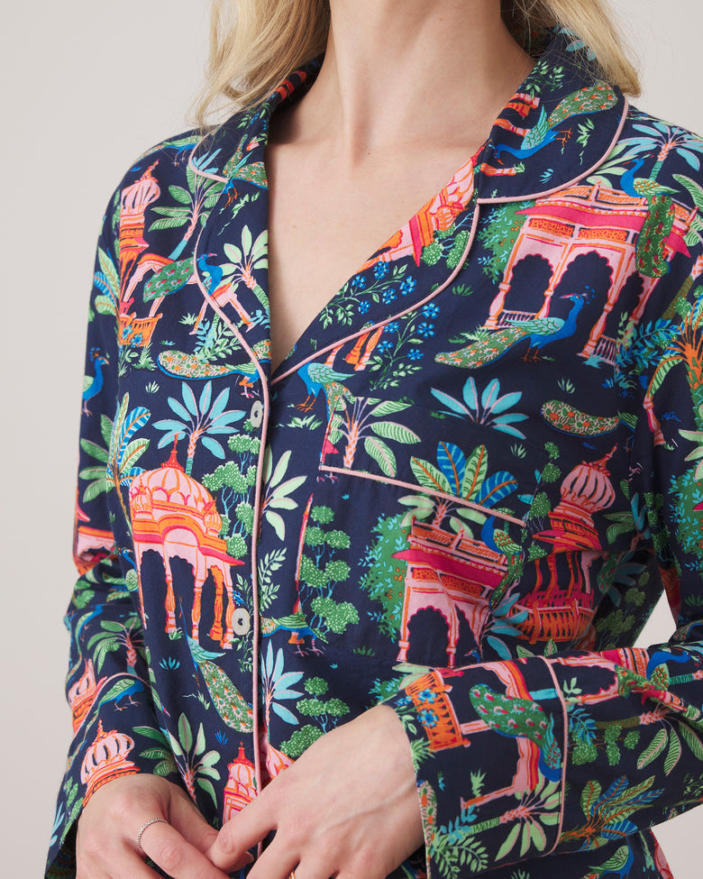 Peacock Palace - Women's Organic Cotton Tall Long PJ Set - Deep Navy ...