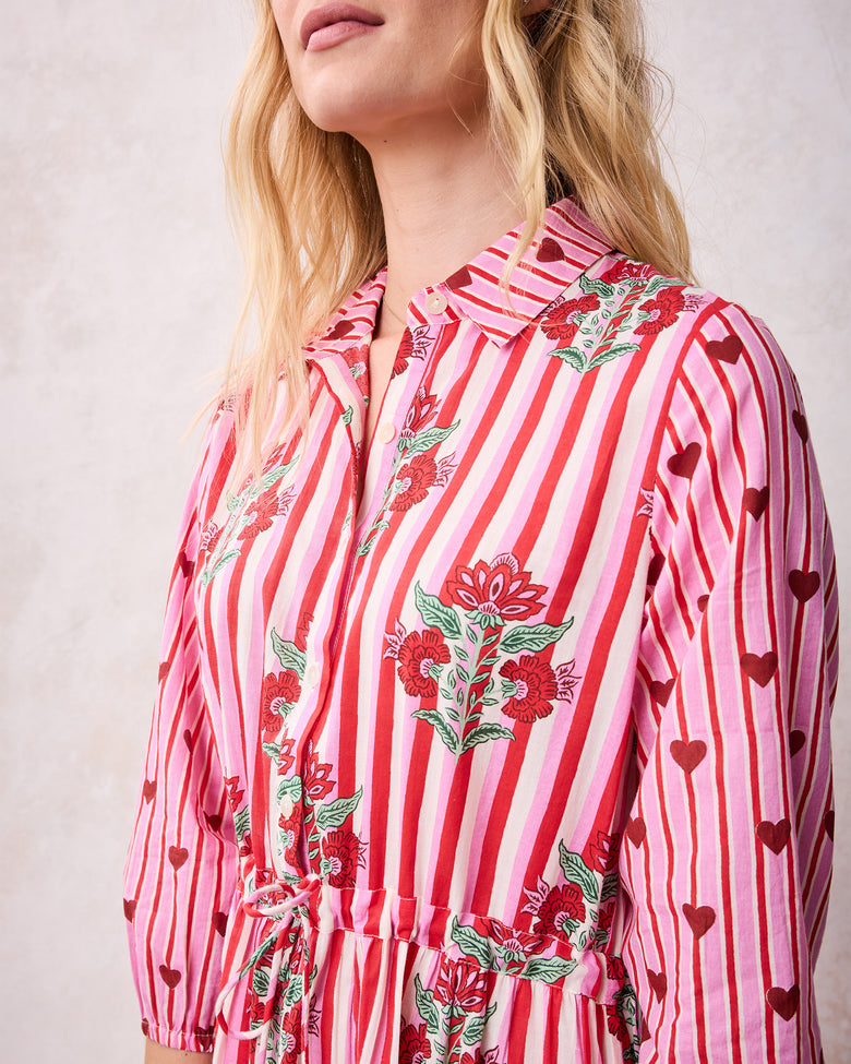 Carnation Stripes - Maison Dress - Scarlet Petal – Printfresh