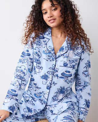 High Tea Toile - Petite Long PJ Set - Notting Hill Blue – Printfresh