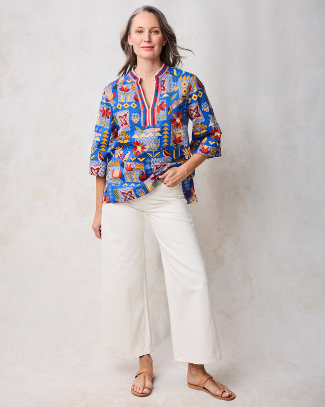 Songbird Quilt - Harlow Tunic - Blue Jean – Printfresh