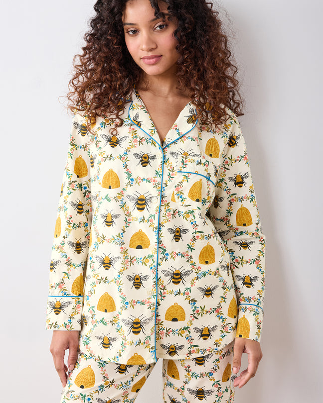 Sweet Bee - Women's Organic Cotton Long PJ Set - Cream – Printfresh