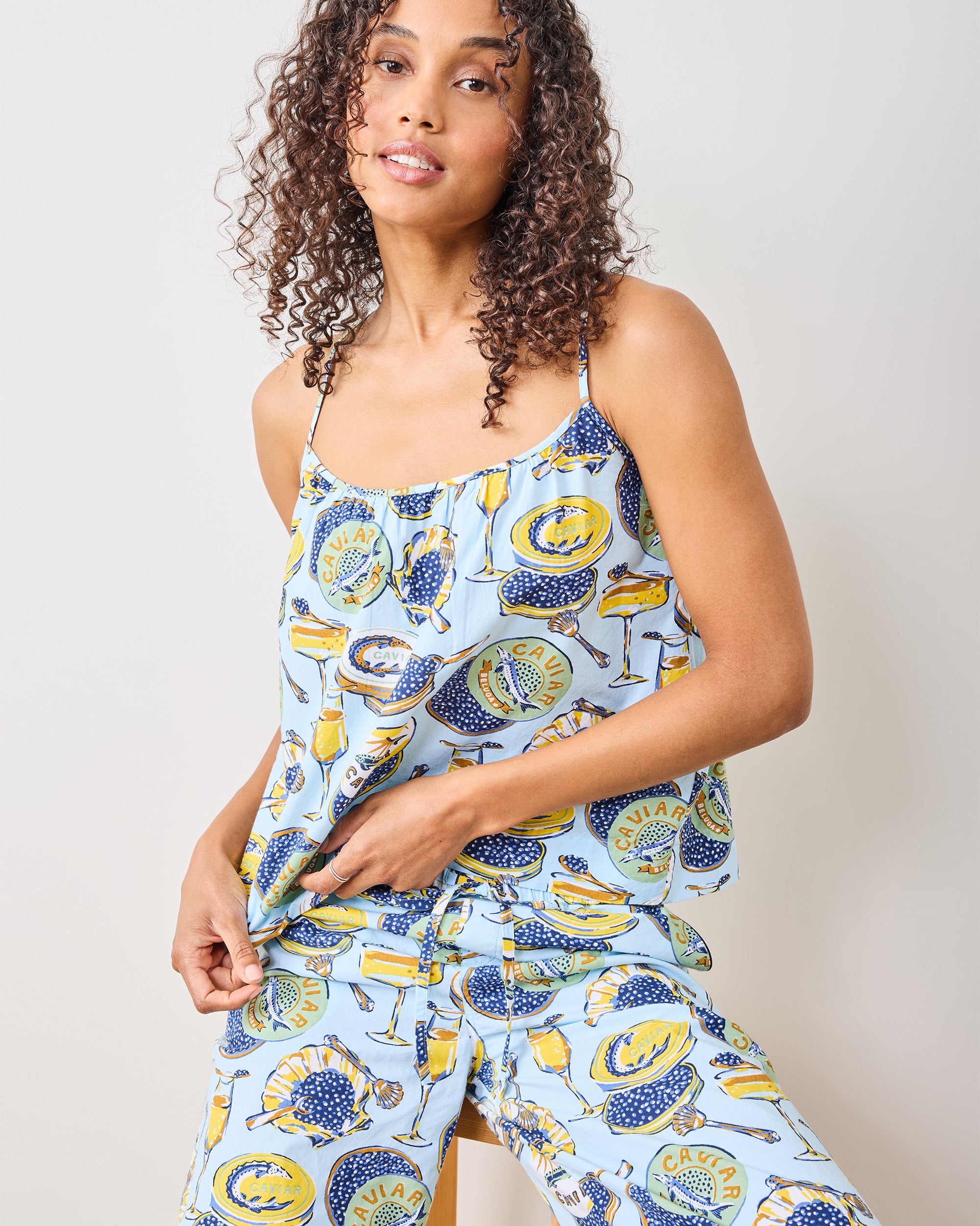 Champagne & Caviar - Women's Organic Cotton Cami Cropped PJ Pants Set ...