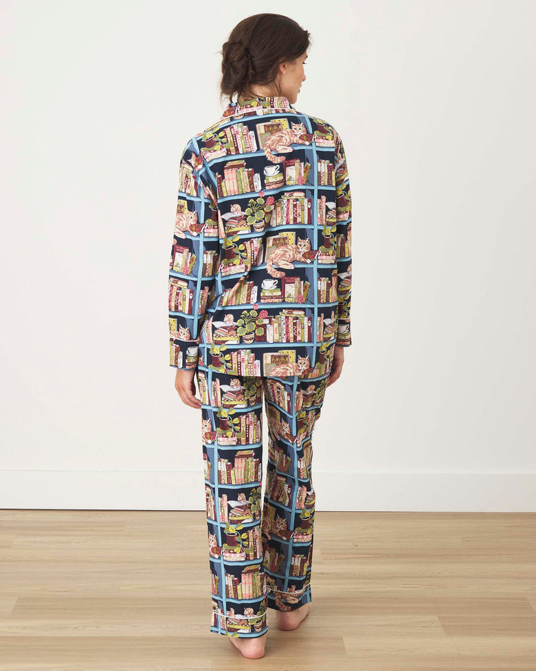 Secret Libary - Women's Organic Cotton Tall Long PJ Set - Hideaway Blue ...
