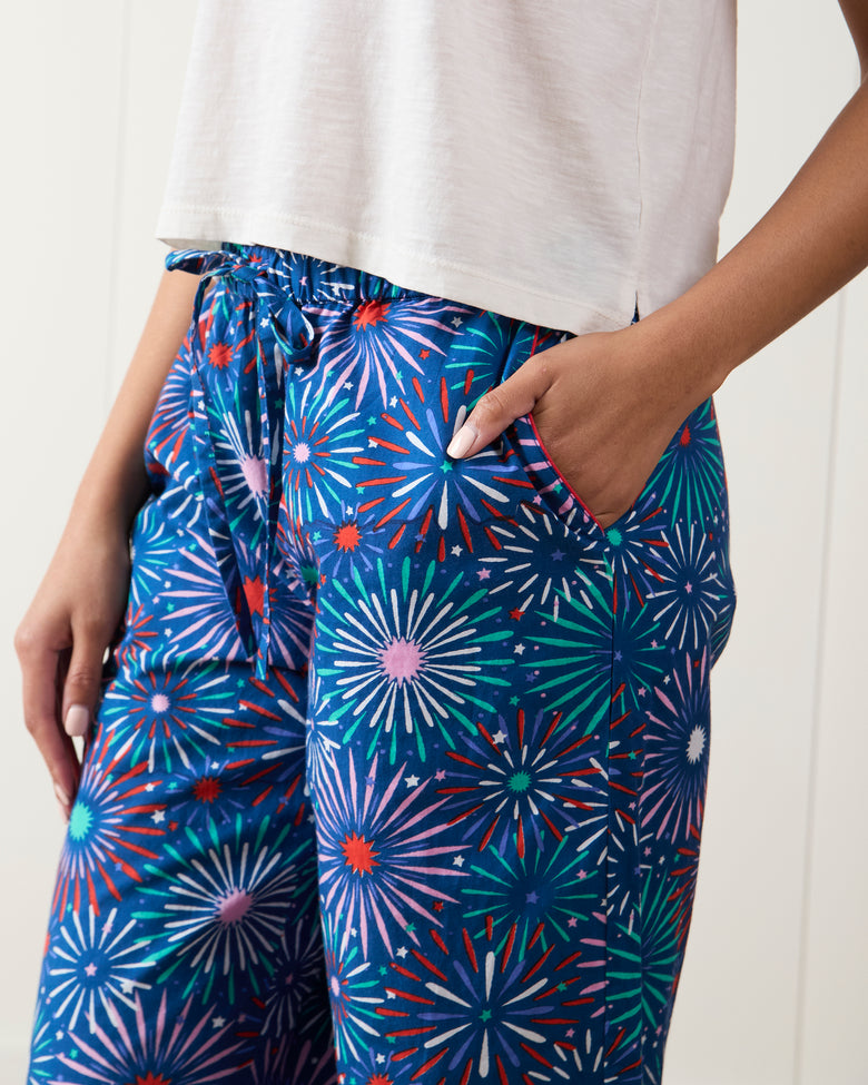 Sparks Fly - Women's Organic Cotton Tall PJ Pants - Navy – Printfresh