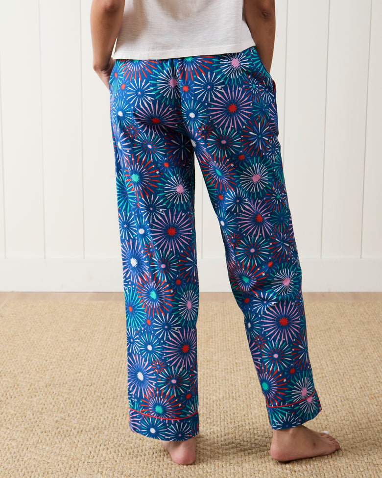 Sparks Fly - Women's Organic Cotton Tall PJ Pants - Navy – Printfresh