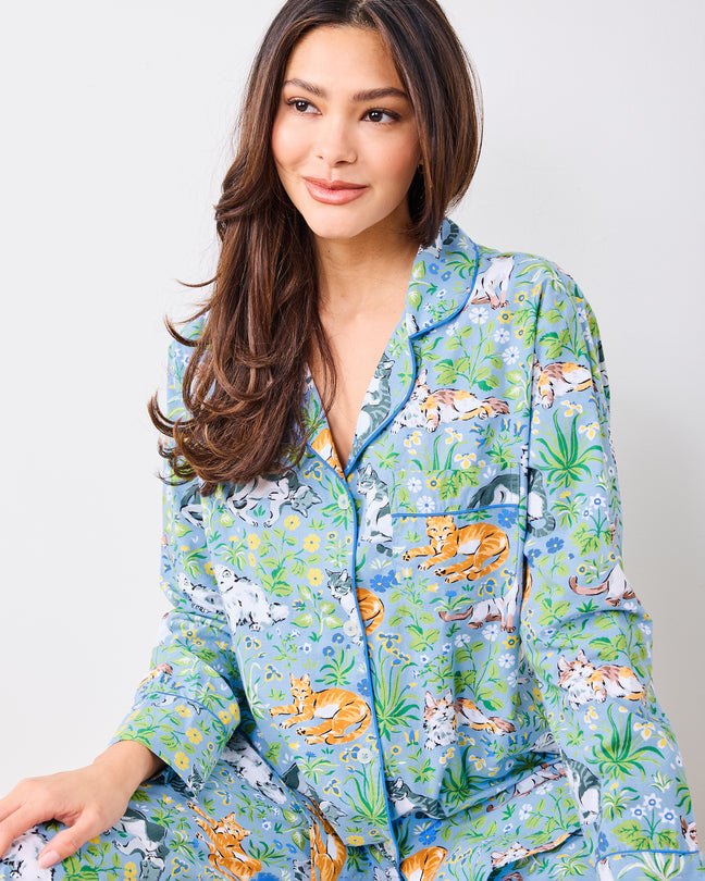Must Love Cats - Women's Organic Cotton Long PJ Set - Cornflower ...