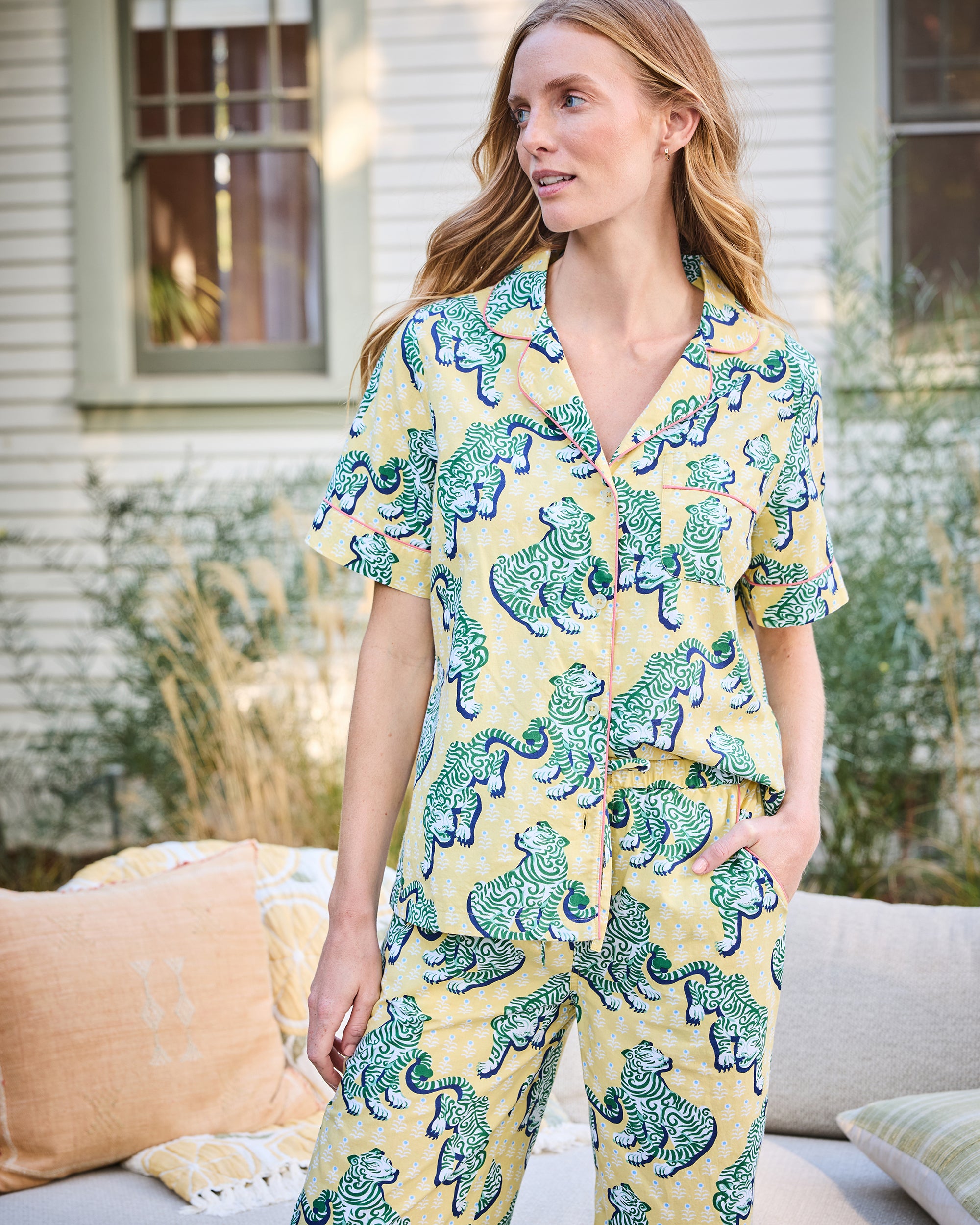 Tiger Queen - Short Sleeve Top & Cropped Pants Set - Citrine – Printfresh