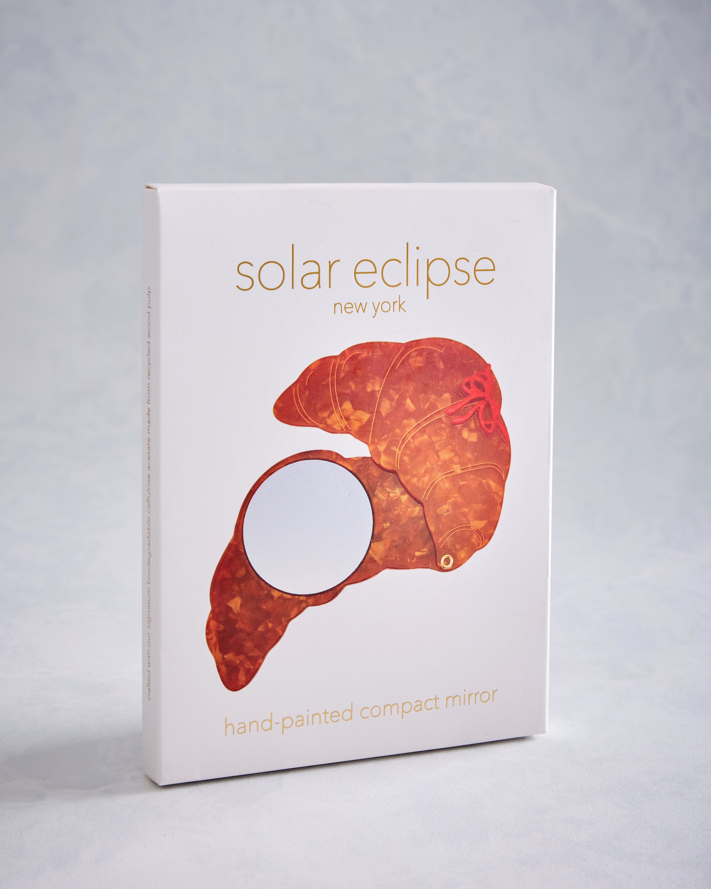 Solar Eclipse - Hand Painted Bow Croissant Compact Mirror - Brown Comb ...