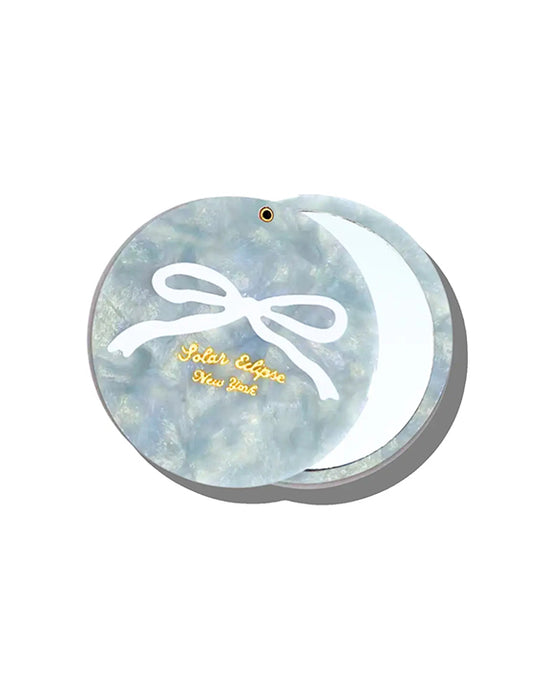 Solar Eclipse - Hand Painted Baby Blue Bow Compact Mirror - Baby Blue ...