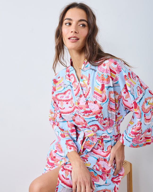 Vintage Cakes - Long Robe - Pale Blue – Printfresh