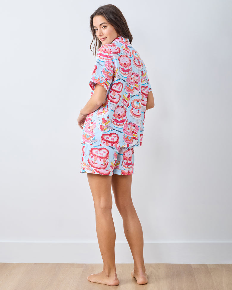 Vintage Cakes - Short PJ Set - Pale Blue – Printfresh