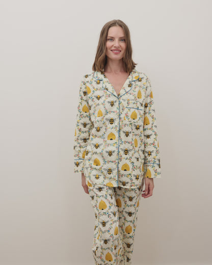 Sweet Bee - Women's Organic Cotton Long PJ Set - Cream – Printfresh