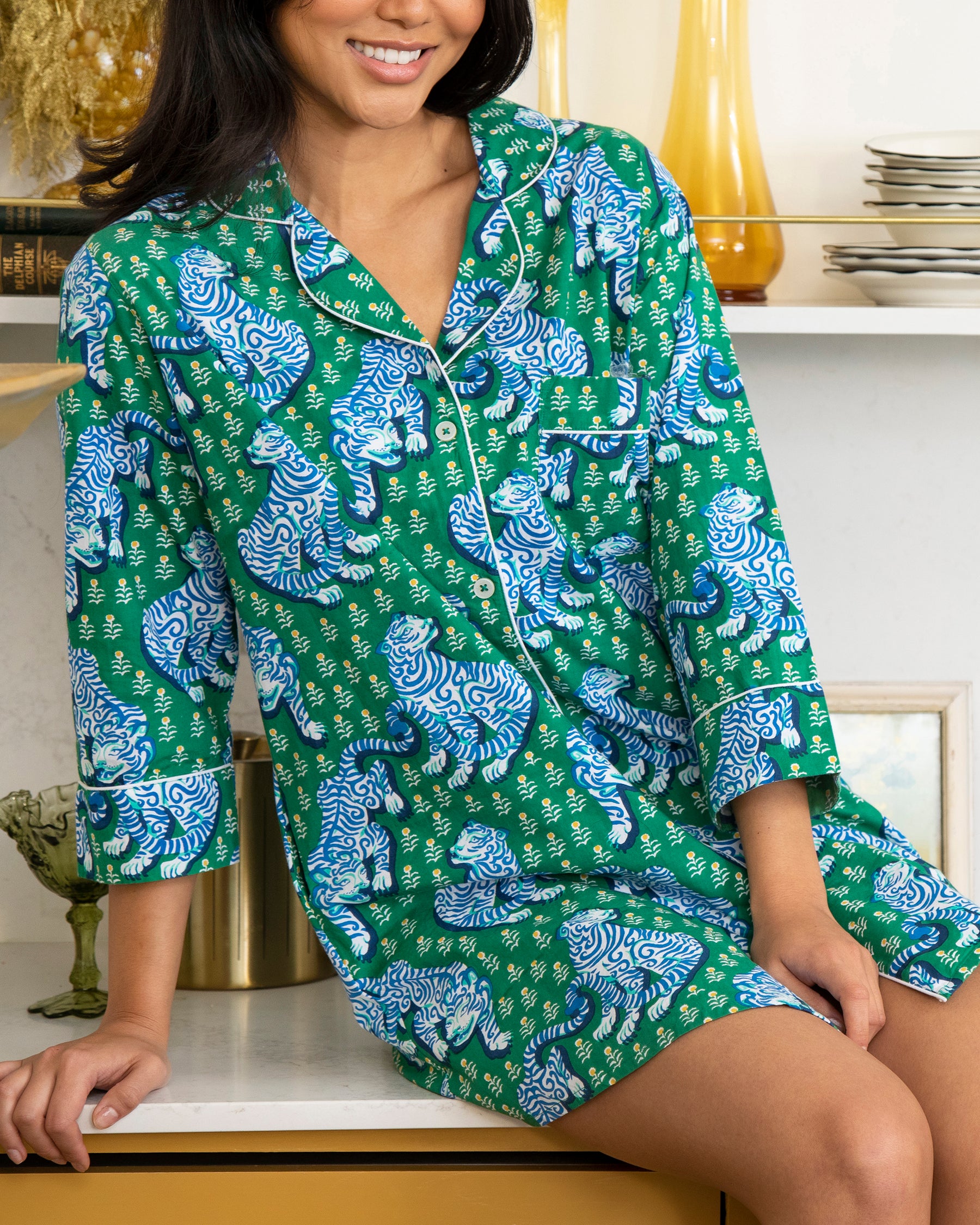 Women's Long Sleeve Printed Sleep Shirts - Printfresh